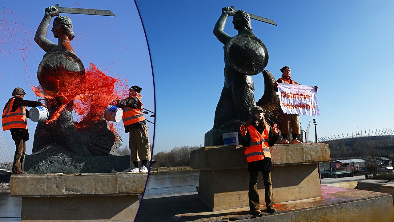 Warszawa: Ruszył proces w sprawie oblania farbą pomnika Syreny w marcu ...