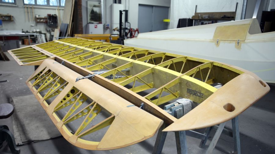 Budowa repliki RWD-8 w Muzeum Lotnictwa.