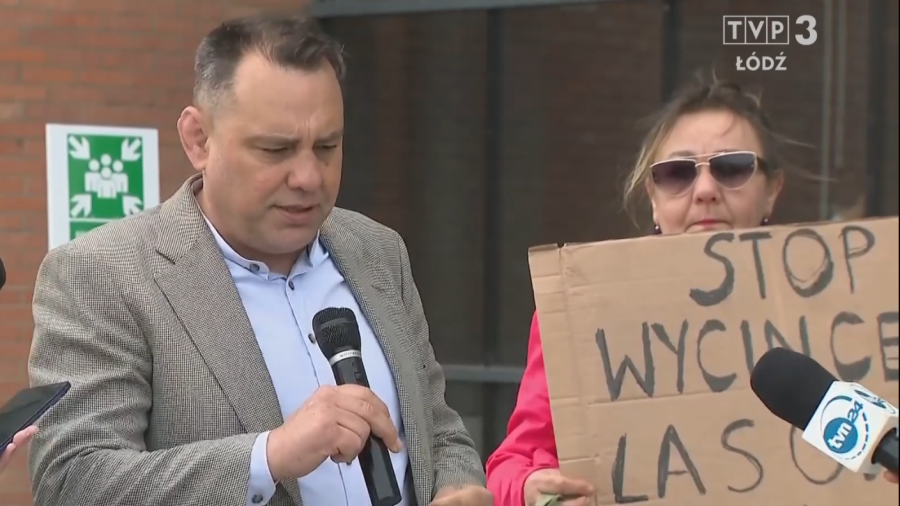 Protest przeciwko wycince lasów na Lublinku